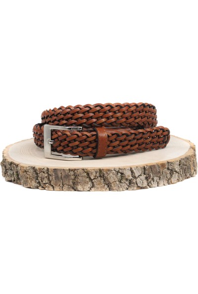 Livize Hakiki Deri Örgü Unisex Kemer 3cm Taba Livize Hakiki Deri Örgü Unisex Kemer 3cm Taba