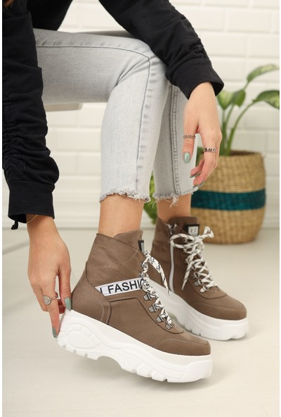 Markasende Gizzo Lüks Vizon Süet Kalın Tabanlı Spor Kadın Bot