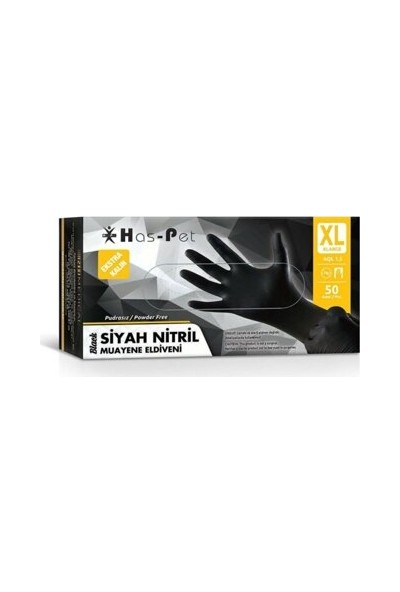 Haspet Nitril Pudrasız Ekstra Kalın Siyah Eldiven Xlarge 50'li Haspet Nitril Pudrasız Ekstra Kalın Siyah Eldiven Xlarge 50'li