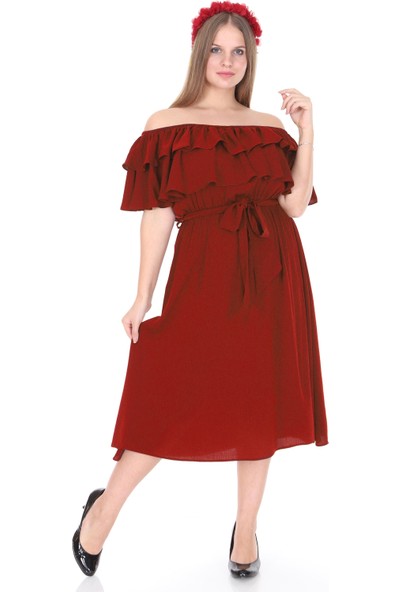 Piano Luce Lir Kadın Büyük Beden Roba Fırfır Katlı Elbise Tarçın L1611 Piano Luce Lir Kadın Büyük Beden Roba Fırfır Katlı Elbise Tarçın L1611