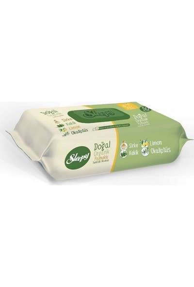 Sleepy Doğal Organik Pamuklu Islak Havlu 50'li Sleepy Doğal Organik Pamuklu Islak Havlu 50'li