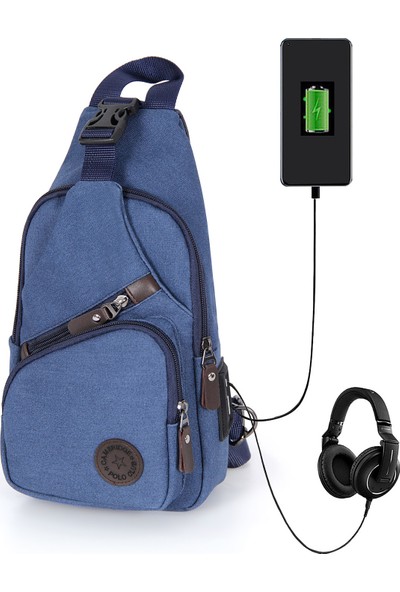 Cambridge Polo Club Kanvas Bodybag Çapraz Çanta PLEVR50065 Lacivert