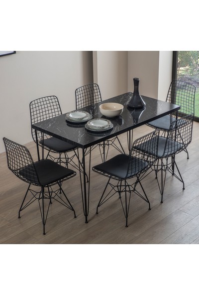 Eymense Oslo Tel 6 Sandalyeli Mutfak Masa Takımı