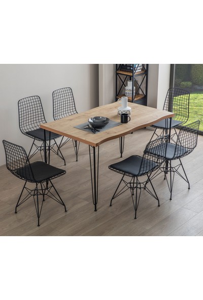 Eymense Bergama Tel 6 Sandalyeli Mutfak Masa Takımı