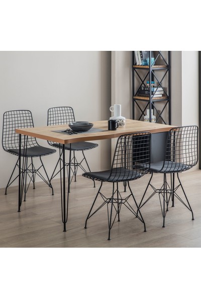 Eymense Bergama Tel 4 Sandalyeli Mutfak Masa Takımı