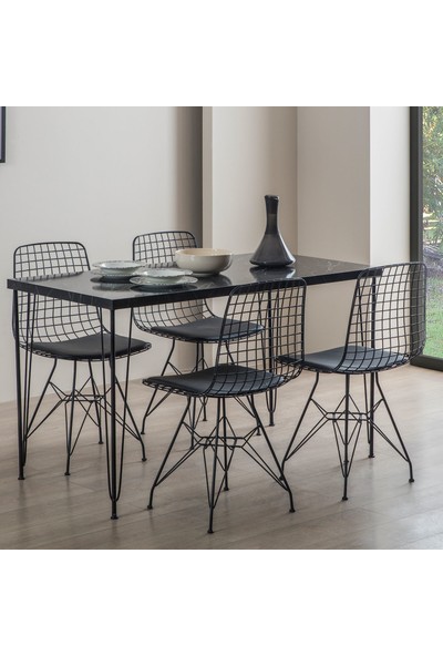 Eymense Oslo Tel 4 Sandalyeli Mutfak Masa Takımı