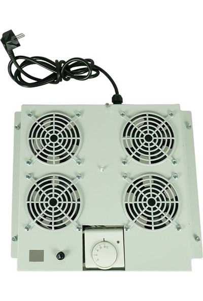 Canovate 4lü Rack Kabinet Fan Modülü Termostatlı Ral 7035 Gri