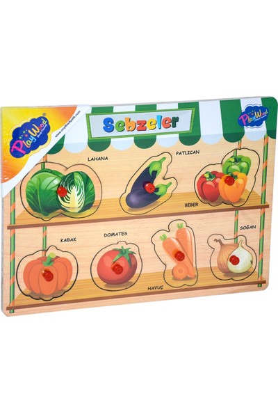 Playwood Ahşap Tutmalı Sebzeler ve Meyveler Puzzle Playwood Ahşap Tutmalı Sebzeler ve Meyveler Puzzle