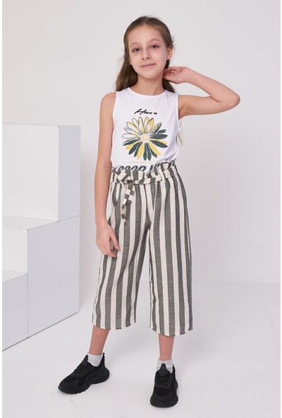 Kız Çocuk Kaprili Çicek Baskılı 2'Li Takım 3-12 Yaş