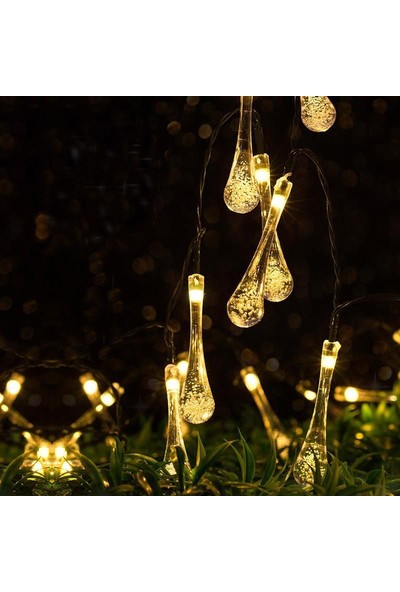 Pandoli Kristal Su Damlası Şeklinde Cam Pilli Gün Işığı LED Işık 2 Metre