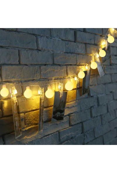 Pandoli Mandal ve Top Şekilli Pilli Gün Işığı Pilli LED Işık 3 mt Pandoli Mandal ve Top Şekilli Pilli Gün Işığı Pilli LED Işık 3 mt