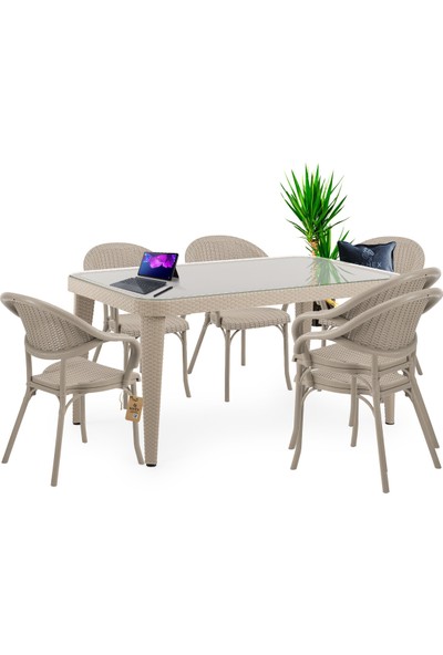 Tilia Osaka Flash-R 6 Kişilik Rattan Bahçe Masa Takımı 90X150CM Camlı - Yeni Sezon Tilia Osaka Flash-R 6 Kişilik Rattan Bahçe Masa Takımı 90X150CM Camlı - Yeni Sezon
