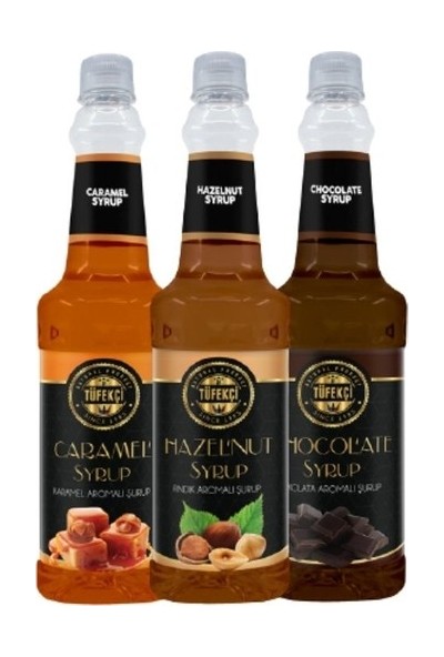 By Tüfekçi 3lü Avantajlı Paket Karamel, Fındık ve Çikolata Şurup 3X750 ml By Tüfekçi 3lü Avantajlı Paket Karamel, Fındık ve Çikolata Şurup 3X750 ml