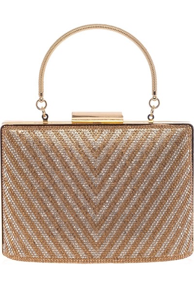 Kent Shop Altın Taşlı Zincir Askılı Kadın Abiye Çanta Kent Shop Altın Taşlı Zincir Askılı Kadın Abiye Çanta
