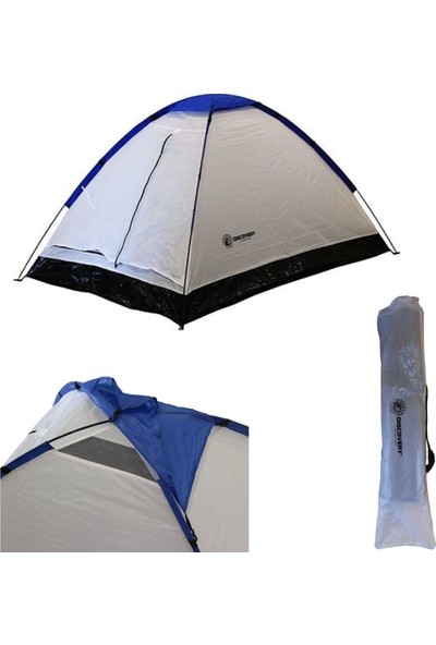 Discovery 2 Kişilik Tek Kat Beyaz-Mavi Çadır