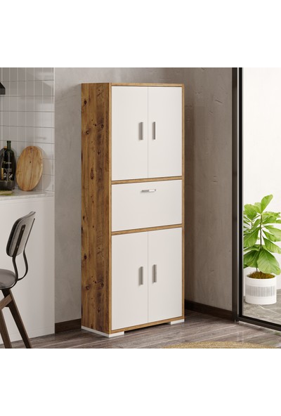 Yurudesign Bremen Çok Amaçlı Dolap 5 Kapaklı Çam-Beyaz BR10-AW Yurudesign Bremen Çok Amaçlı Dolap 5 Kapaklı Çam-Beyaz BR10-AW