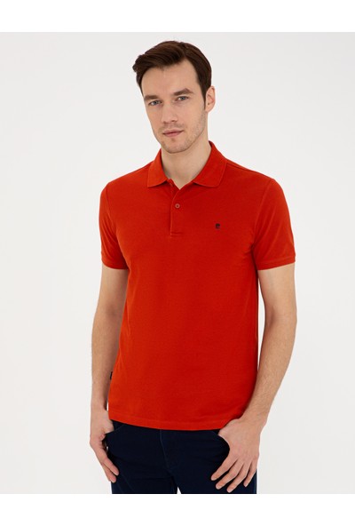 Pierre Cardin Kiremit Slim Fit Polo Yaka Basic T-Shirt 50239843-VR031 Pierre Cardin Kiremit Slim Fit Polo Yaka Basic T-Shirt 50239843-VR031
