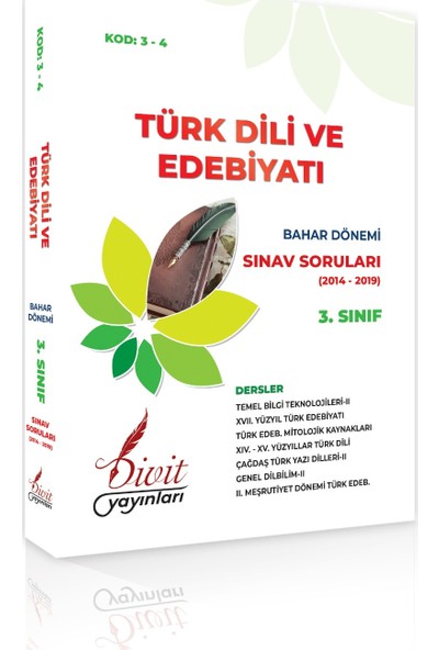 Divit Yayınları AÖF Türk Dili ve Edebiyatı 3. Sınıf 6. Yarıyıl Bahar Dönemi Çıkmış Sınav Sorusu 2014-2019 Dahil 6 Yıl Divit Yayınları AÖF Türk Dili ve Edebiyatı 3. Sınıf 6. Yarıyıl Bahar Dönemi Çıkmış Sınav Sorusu 2014-2019 Dahil 6 Yıl