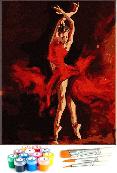 Carpuz Sayılarla Boyama Tablo Seti Balerin 40 x 50 cm Kasnaklı