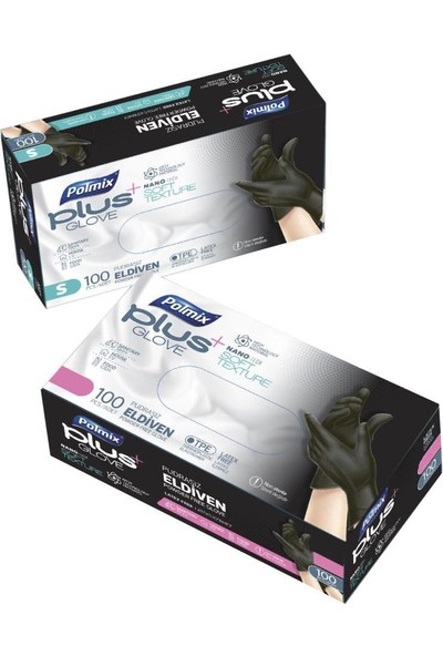 Polmix Plus Siyah Glove Pudrasız Eldiven Nano Tech 100'LÜ Paket S Polmix Plus Siyah Glove Pudrasız Eldiven Nano Tech 100'LÜ Paket S