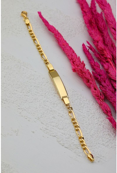 Moom Mücevherat Çocuk 14 Ayar Altın Künye Bileklik