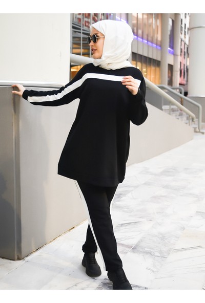 Por La Cara Biyeli Tunik&Pantolon Ikili Takım - Siyah - Por La Cara