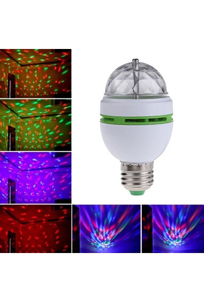 Deha Renkli Disko Ampulü 360 Derece Dönen Işık Efektli Disko Topu Deha Renkli Disko Ampulü 360 Derece Dönen Işık Efektli Disko Topu