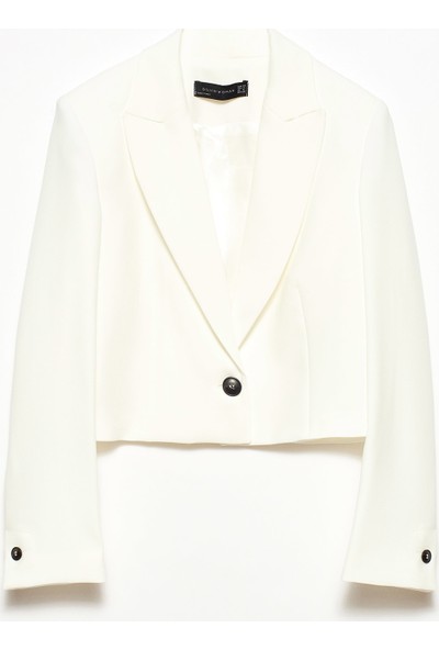 Dilvin 6842 Tek Düğmeli Ceket-Ekru