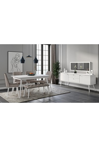 Cadde Yıldız Carmine Beyaz Yemek Odası Cadde Yıldız Carmine Beyaz Yemek Odası