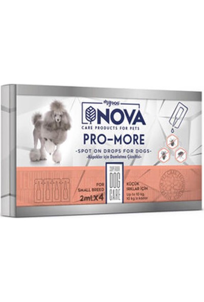 Nova Küçük Irk Köpekler Için (1-10 Kg) Deri ve Tüy Bakımı Ense Damlası 4x2 ml Nova Küçük Irk Köpekler Için (1-10 Kg) Deri ve Tüy Bakımı Ense Damlası 4x2 ml