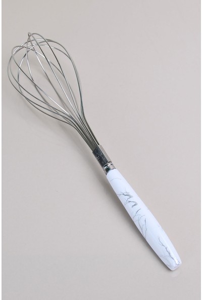 Pazarika Beyaz Sapı Mermer Desenli Çırpıcı