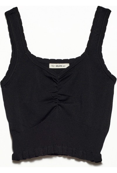 Dilvin 2650 Yakası Büzgülü Askılı Atlet-Siyah Dilvin 2650 Yakası Büzgülü Askılı Atlet-Siyah