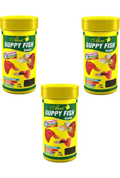 Ahm Guppy Fish Granulat 100 ml - 3 Adet Ahm Guppy Fish Granulat 100 ml - 3 Adet