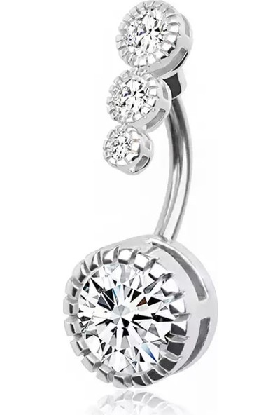 Accessories World Kadın Kasisli 4 Zirkon Taşlı 316L Çelik Göbek Piercing Accessories World Kadın Kasisli 4 Zirkon Taşlı 316L Çelik Göbek Piercing
