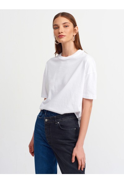 Dilvin 3683 Basic T-Shirt-Beyaz