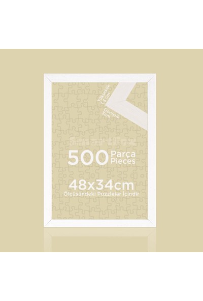 Smartfox Puzzle ve Yapboz Çerçevesi 500 Parça Için 48CMX34CM Ebatında Beyaz