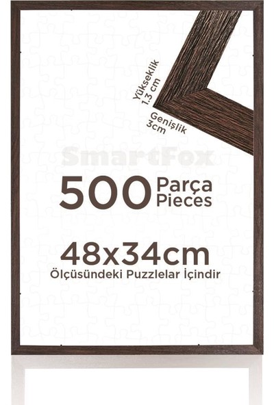 Smartfox Puzzle ve Yapboz Çerçevesi 500 Parça Için 48CMX34CM Ebatında Kahverengi
