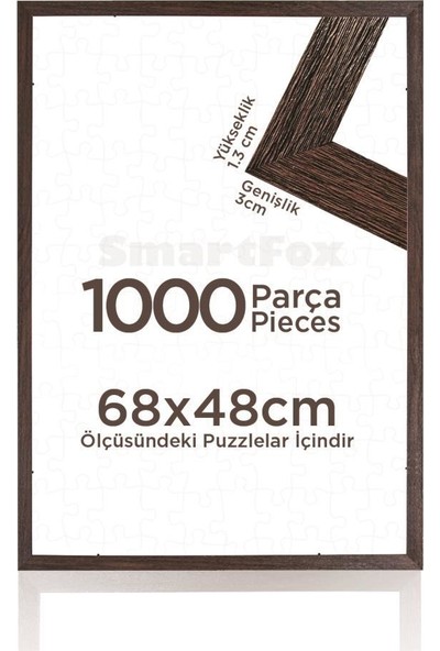 Smartfox Puzzle ve Yapboz Çerçevesi 1000 Parça Için 68CMX48CM Ebatında Kahverengi