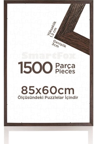 Smartfox Puzzle ve Yapboz Çerçevesi 1500 Parça Için 85CMX60CM Ebatında Kahverengi