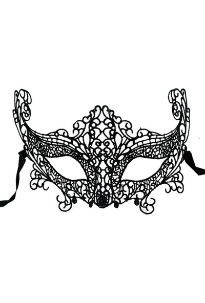 Pandoli Dantelli Kumaş Maske Siyah Renk