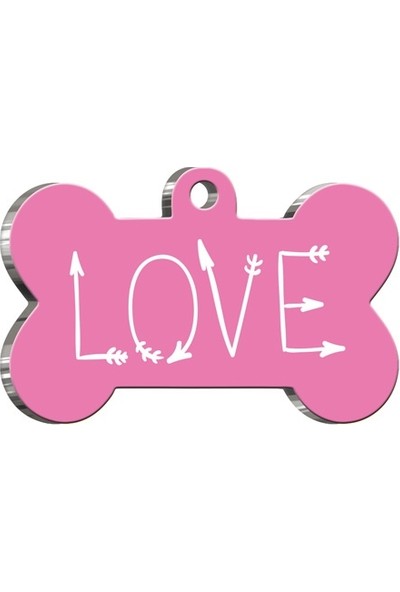Pet Tag Art Love Letter Pembe Kemik Şekilli Köpek Künyesi Pet Tag Art Love Letter Pembe Kemik Şekilli Köpek Künyesi