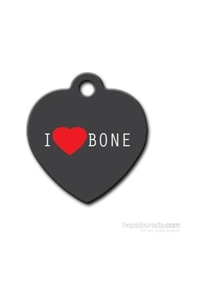 Pet Tag Art I Love Bone Geniş Kalp Kedi Köpek Künyesi Pet Tag Art I Love Bone Geniş Kalp Kedi Köpek Künyesi