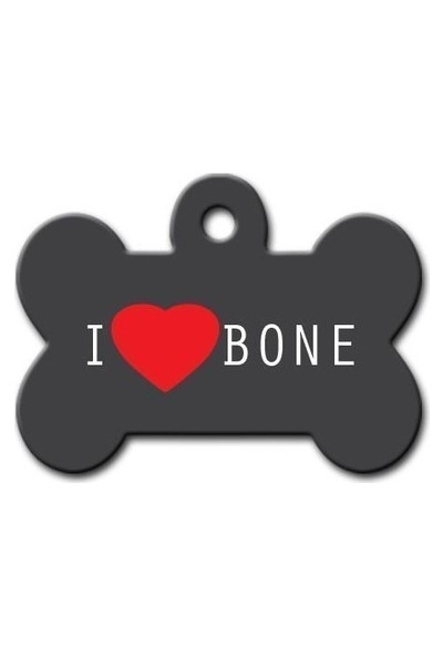 Pet Tag Art I Love Bone Kemik Köpek Künyesi