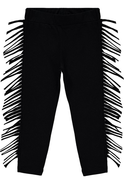 Civil Girls Kız Çocuk Püsküllü Tayt 2-5 Yaş Siyah