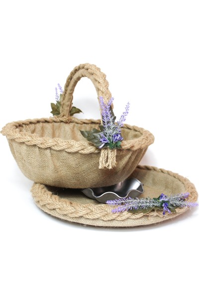Nişan, Nikah, Kına Sepeti - Lavanta Çiçekli Dekoratif İkili Kına Seti