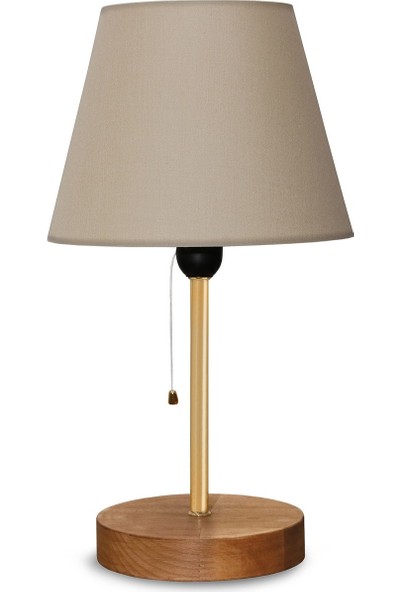 North Home Ahşap Ayaklı Abajur Kumaş Başlık