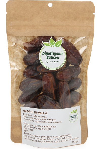 Diyetisyenin Bahçesi Mebrum Hurma 250 gr Diyetisyenin Bahçesi Mebrum Hurma 250 gr