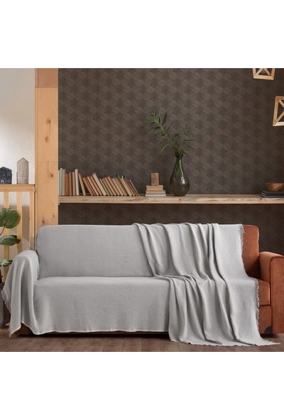 Stars 3metre Kolları Örten Koltuk-Çekyat Örtüsü | 3 Lü Koltuk Şalı - Gri