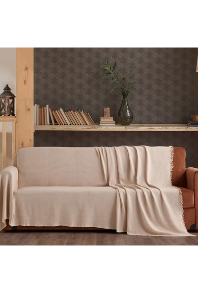 Stars 3metre Kolları Örten Koltuk-Çekyat Örtüsü | 3 Lü Koltuk Şalı - Bej