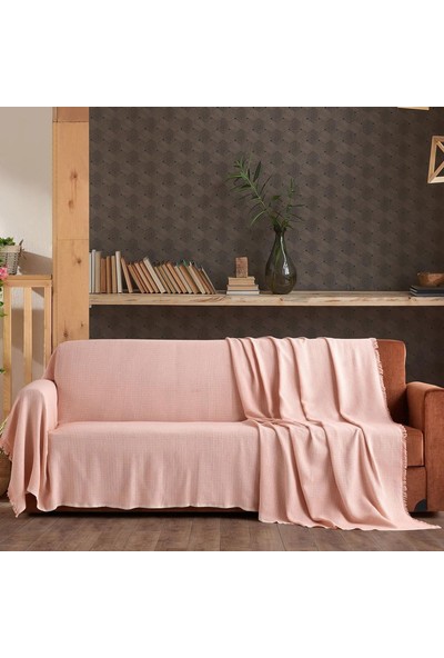 Stars 3metre Kolları Örten Koltuk-Çekyat Örtüsü | 3 Lü Koltuk Şalı - Pembe